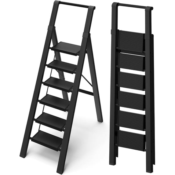6 Step Ladder, Lightweight Folding Step Stool with Convenient Handgrip ...