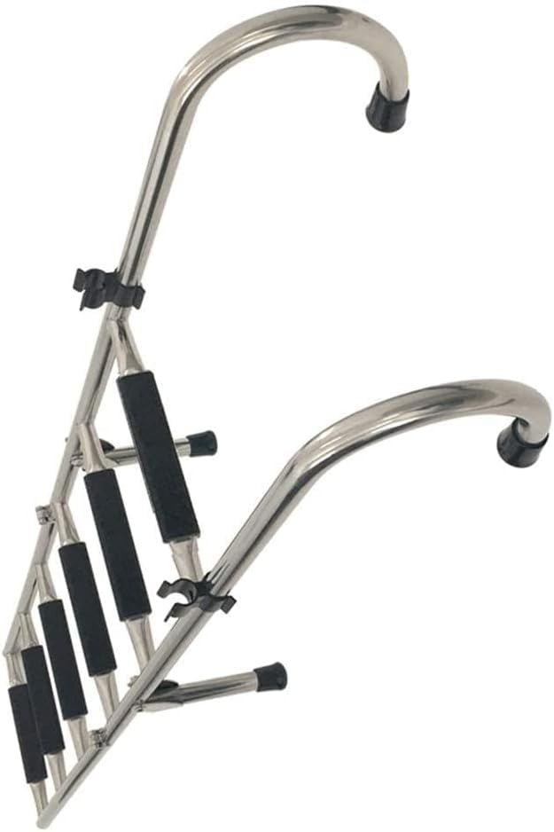 6 Step Pontoon Boat Ladder, Stainless Steel Foldable Telescoping ...