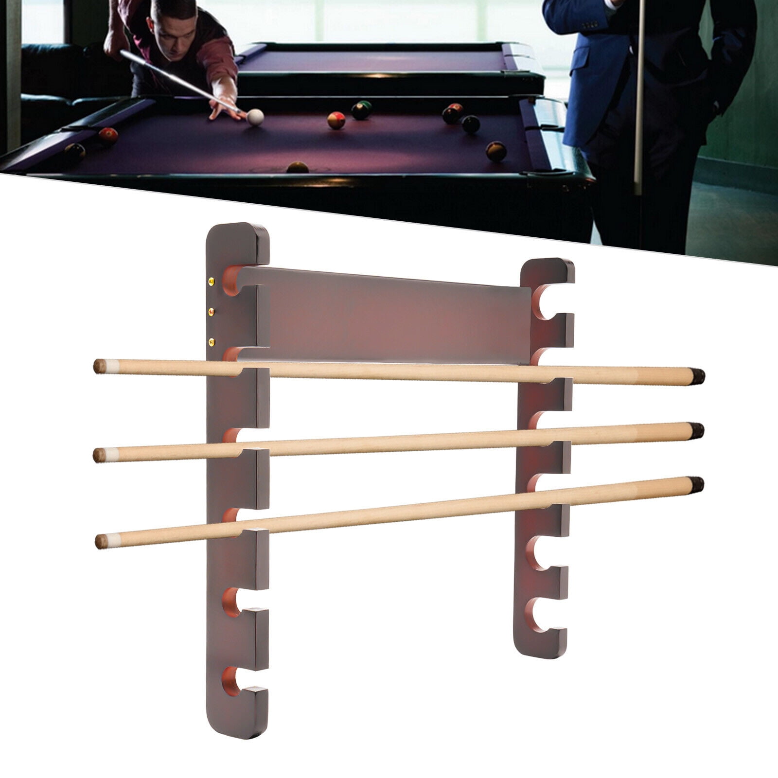 6 Sticks Pool Cue Rack Wall Mounted Horizontal Storage Billiard Cue ...
