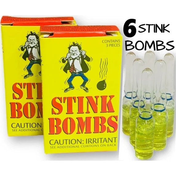 6 Stink Bombs Glass Vials Smelly Nasty Ass Fart Gas Liquid Gag Gift ...