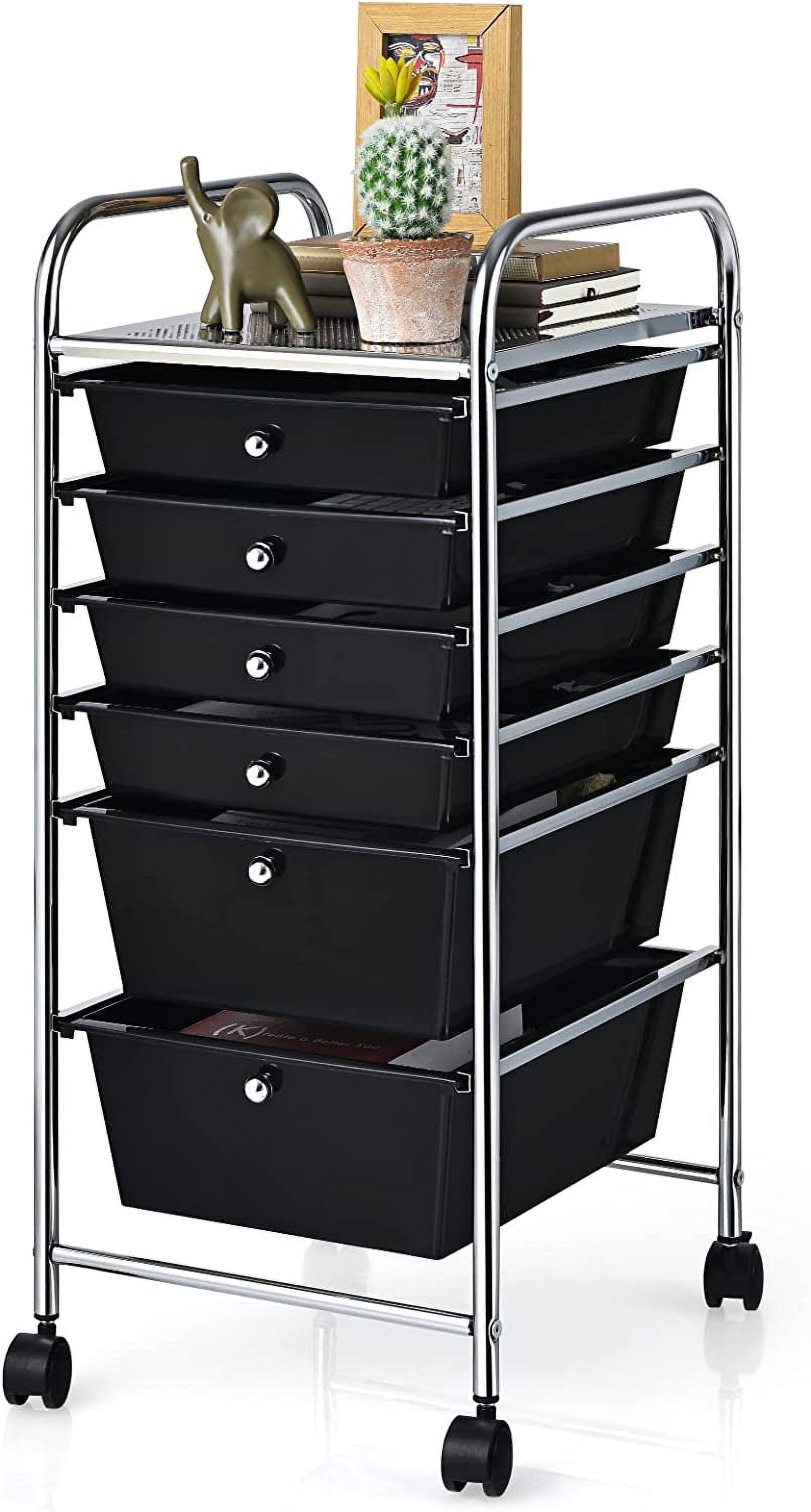 Rolling Storage Cart with 6 Drawers, Multipurpose Mobile Organizer Cart ...