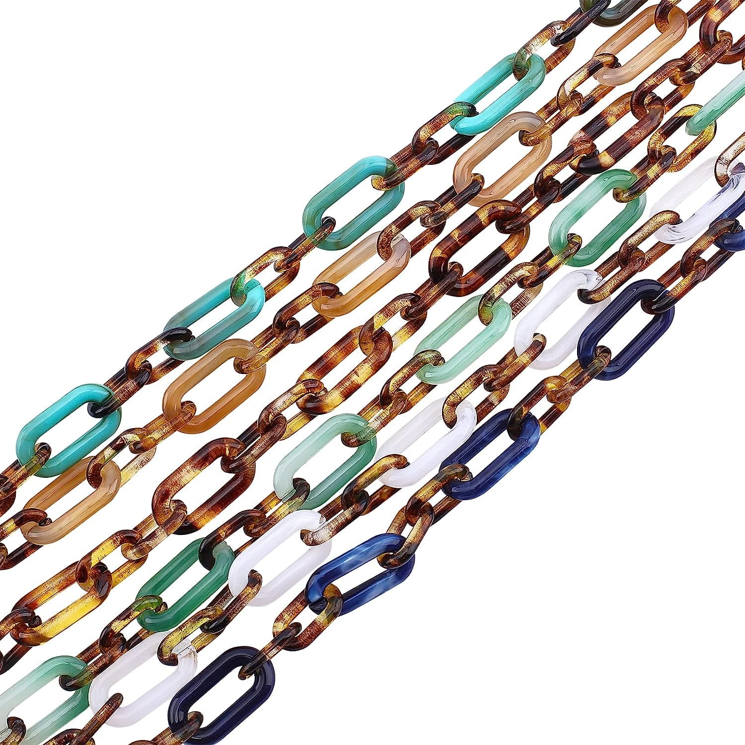 6 Strands 6 Colors Handmade Acrylic Chains 1m Acrylic Link Chains ...