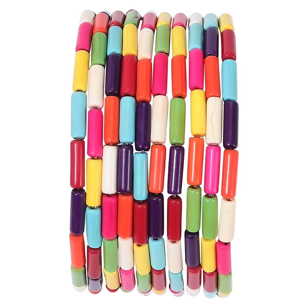 6 Strands Turquoise Beads Strands Dyed Column Mixed Color 13x4mm Hole ...