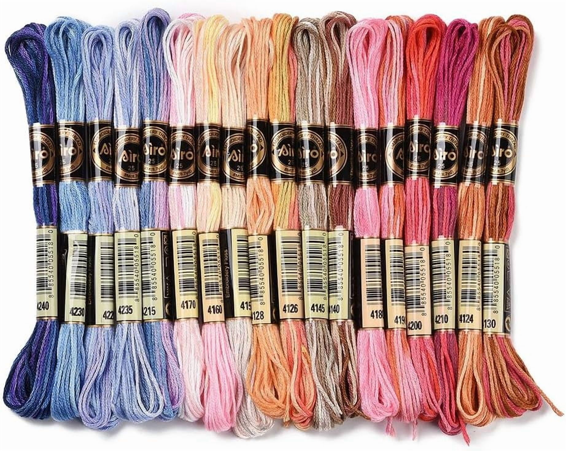 6 Strands Variegated Embroidery Floss Polyester Colorful Gradient ...