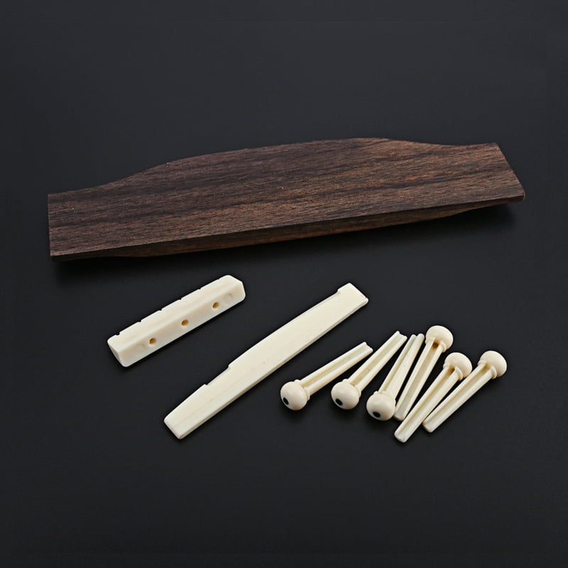 6 String Acoustic Guitar Bridge and Nut & and 6 Rosewood Bridge Pins ...