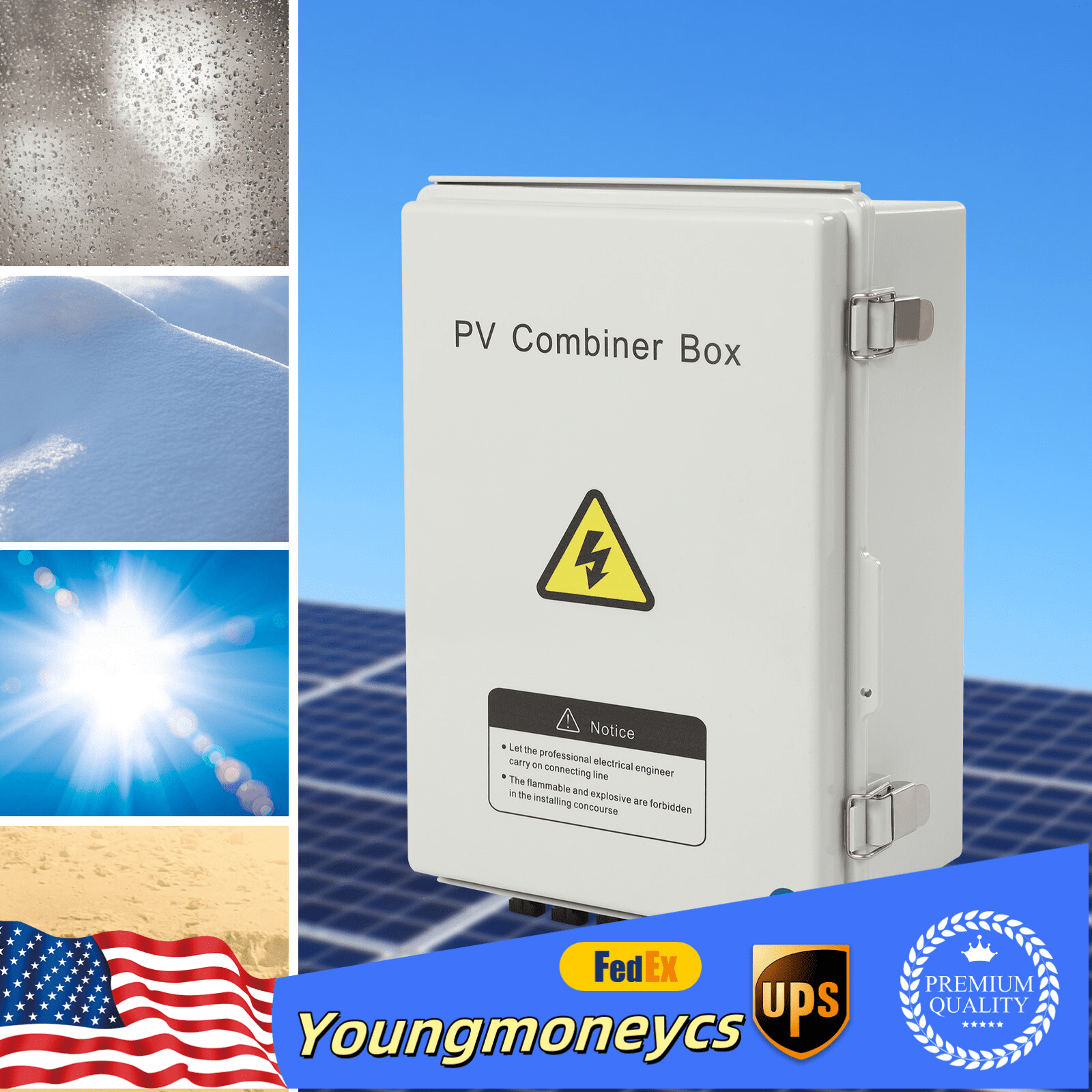 6-String Solar PV Combiner Box New 15A Circuit Breaker For Solar Panel ...