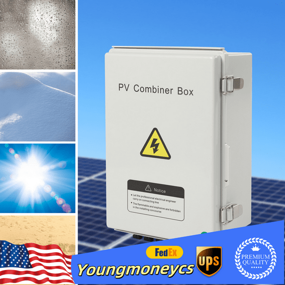 6-String Solar PV Combiner Box New 15A Circuit Breaker For Solar Panel ...