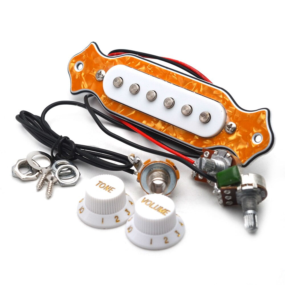 6 String White/Black/Red Acoustic Guitar Sound Hole Pickup Pre-Wired ...