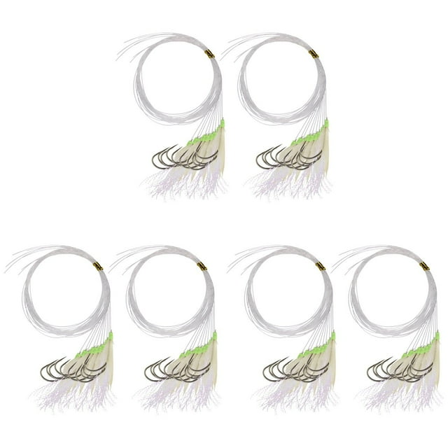 6 Strings Fishing String Hooks Fishhooks Pre Tied Fish Flies Fish Skin ...