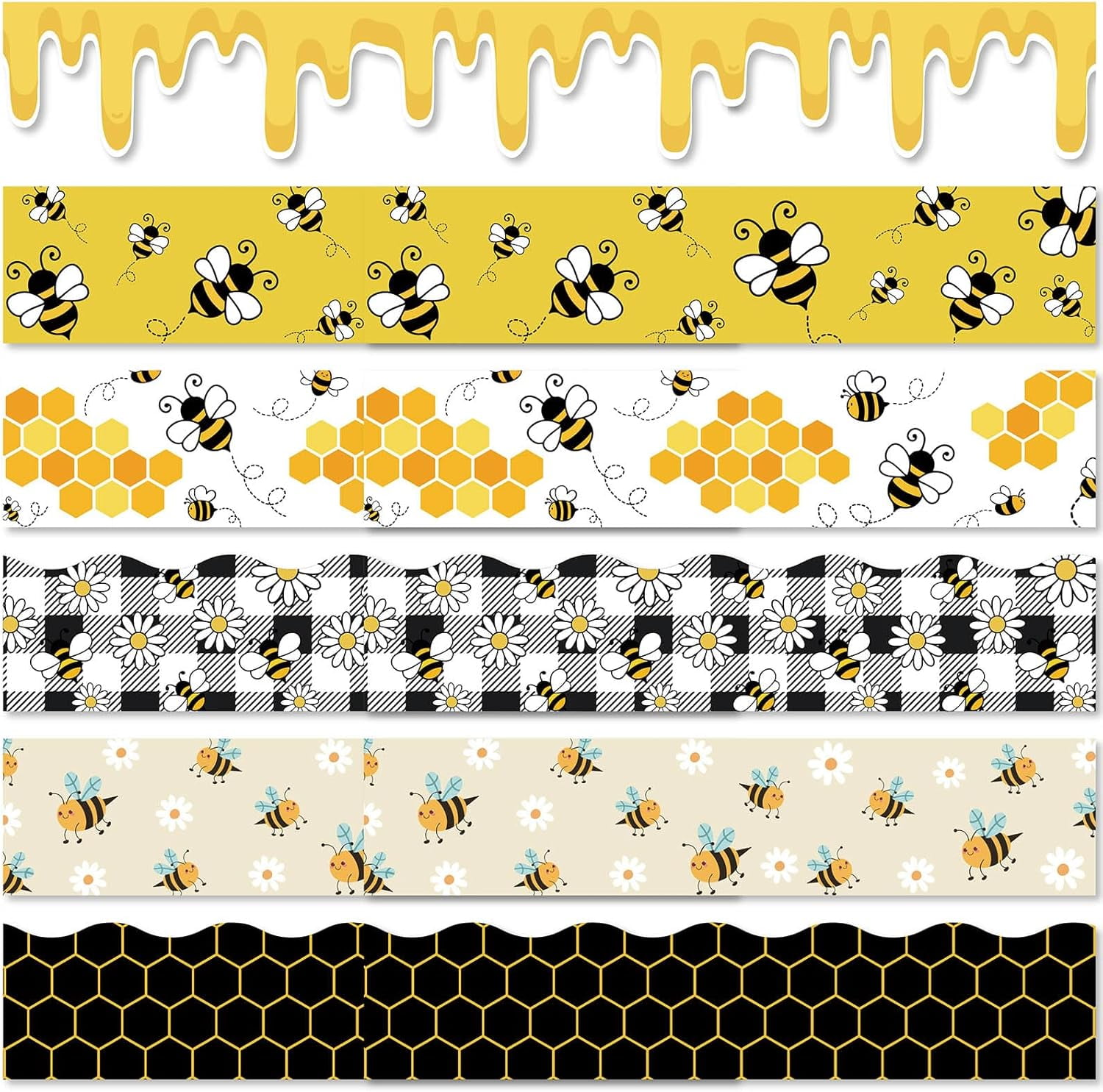 6 Style Bulletin Board Border Stickers Stickers 68.86ft Classroom Bee ...