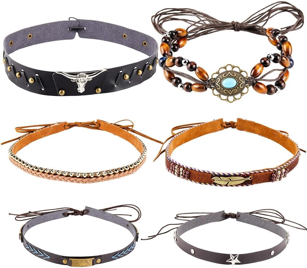 6 Style Cowboy Hat Band Handmade Imitation Leather Suede & Cotton Cord ...