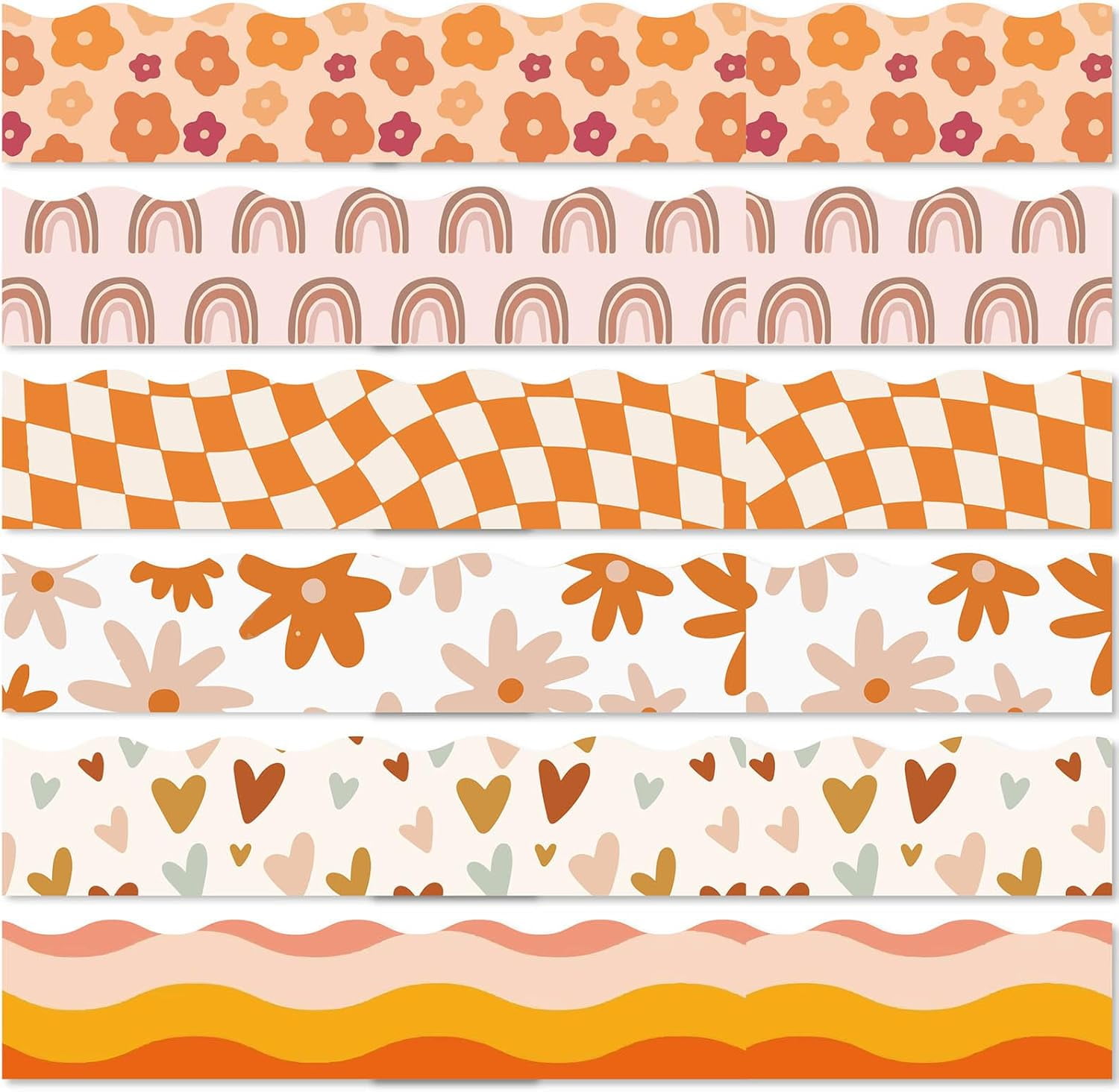 6 Style Flower Bulletin Board Border Stickers 68.86ft Classroom Boho ...