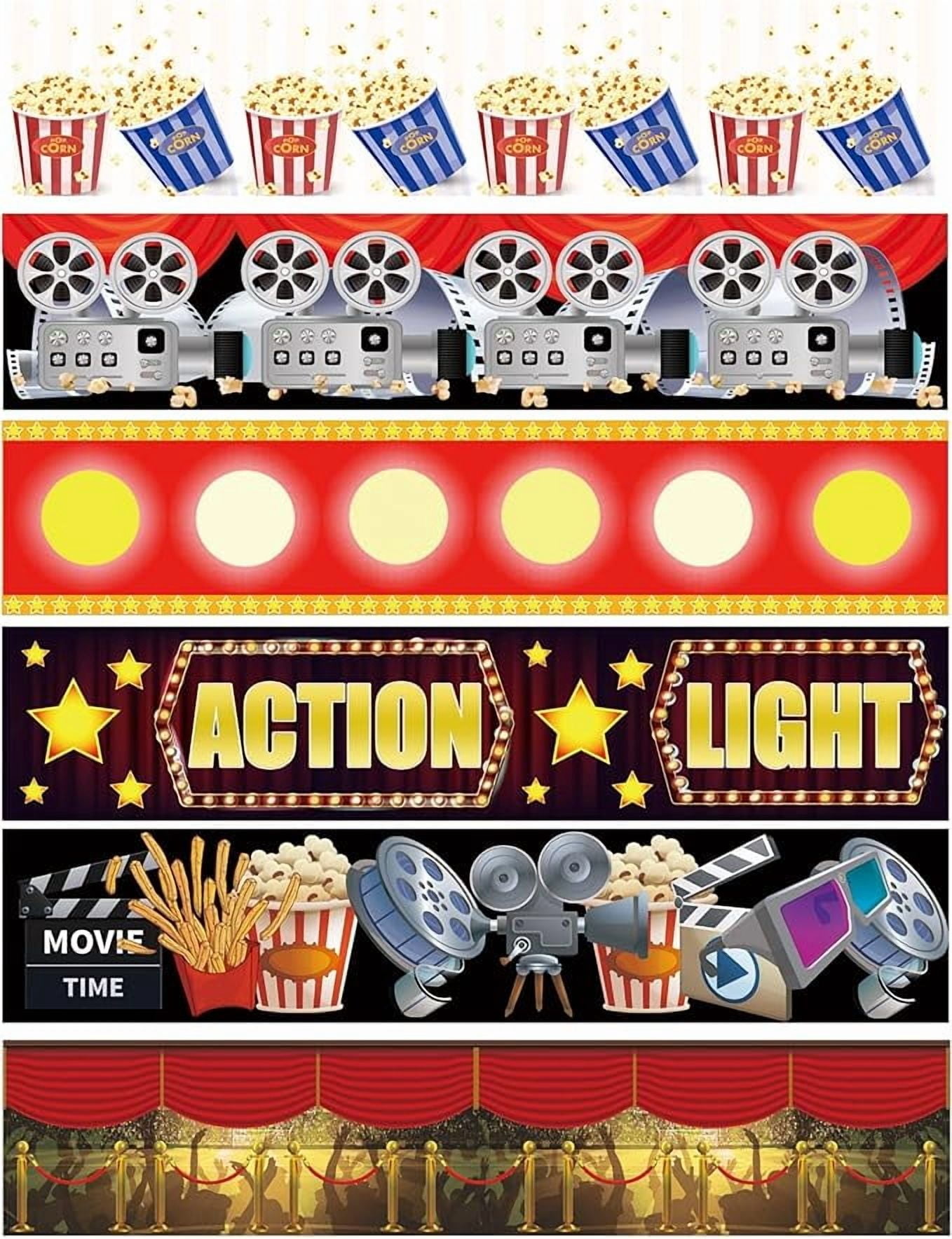 6 Style Movie Night Bulletin Board Decoration Filmstrip Party Tape Trim ...