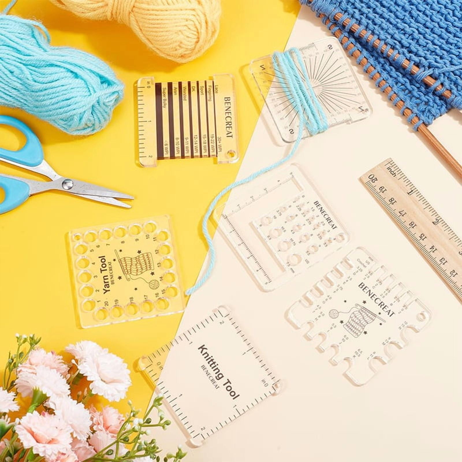 6 Styles Acrylic Rulers, Crochet Hook and Yarn Wrap Per Inch Guide ...