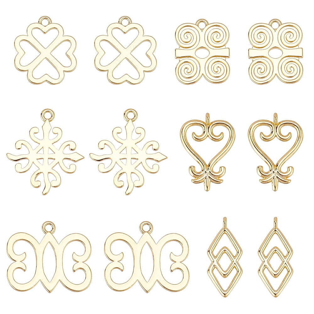 6 Styles Adinkra Symbols Charms 12pcs West African Wisdom Meanings ...