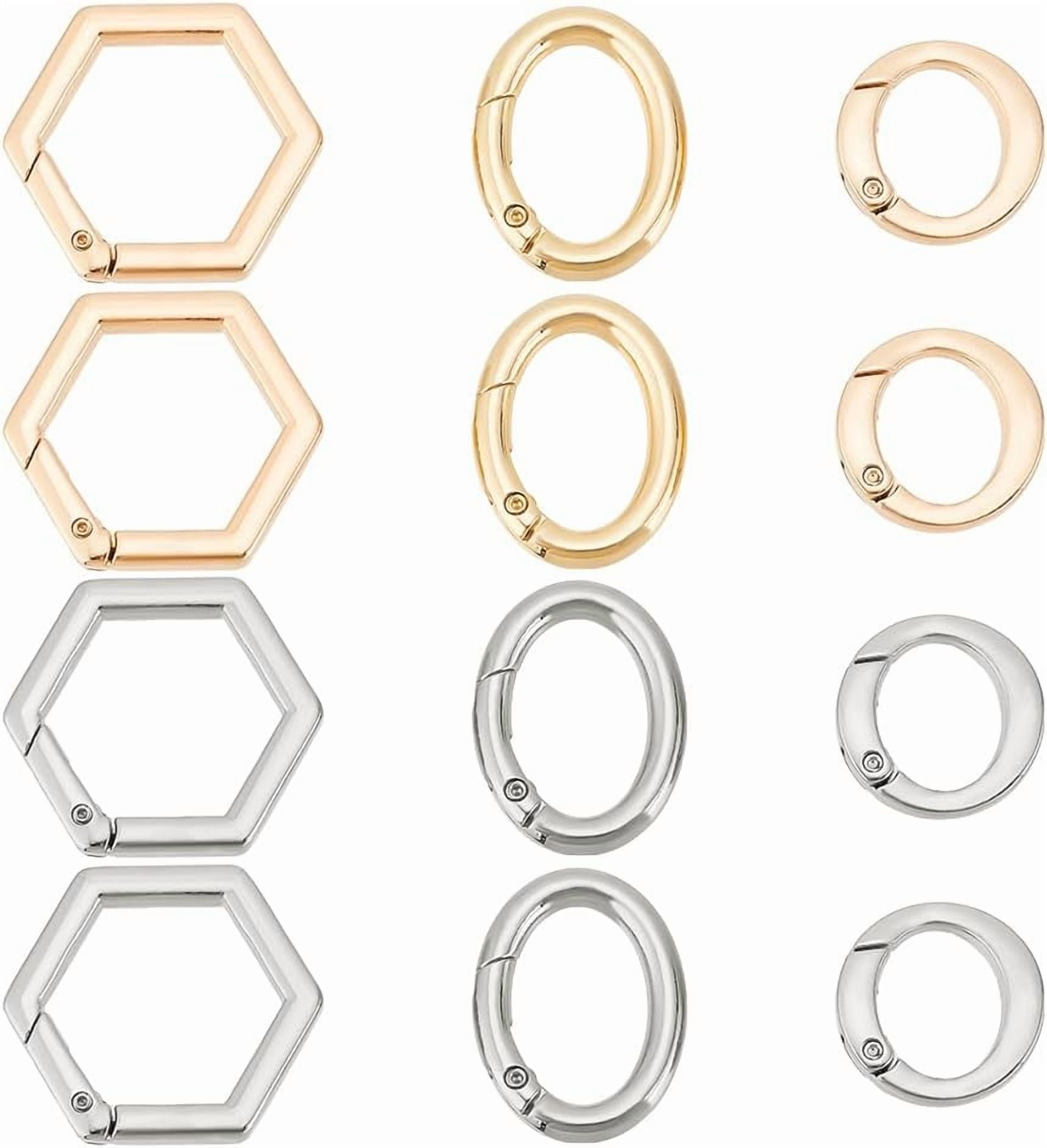 6 Styles Alloy Spring Gate Rings 12pcs Oval Carabiner Snap Trigger ...
