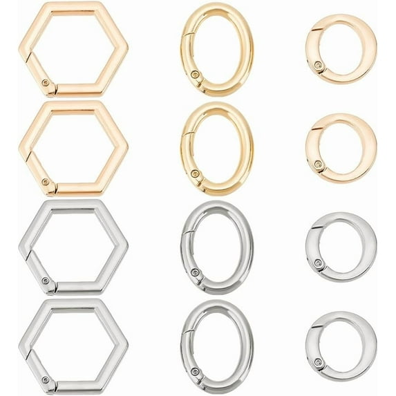 6 Styles Alloy Spring Gate Rings 12pcs Oval Carabiner Snap Trigger ...