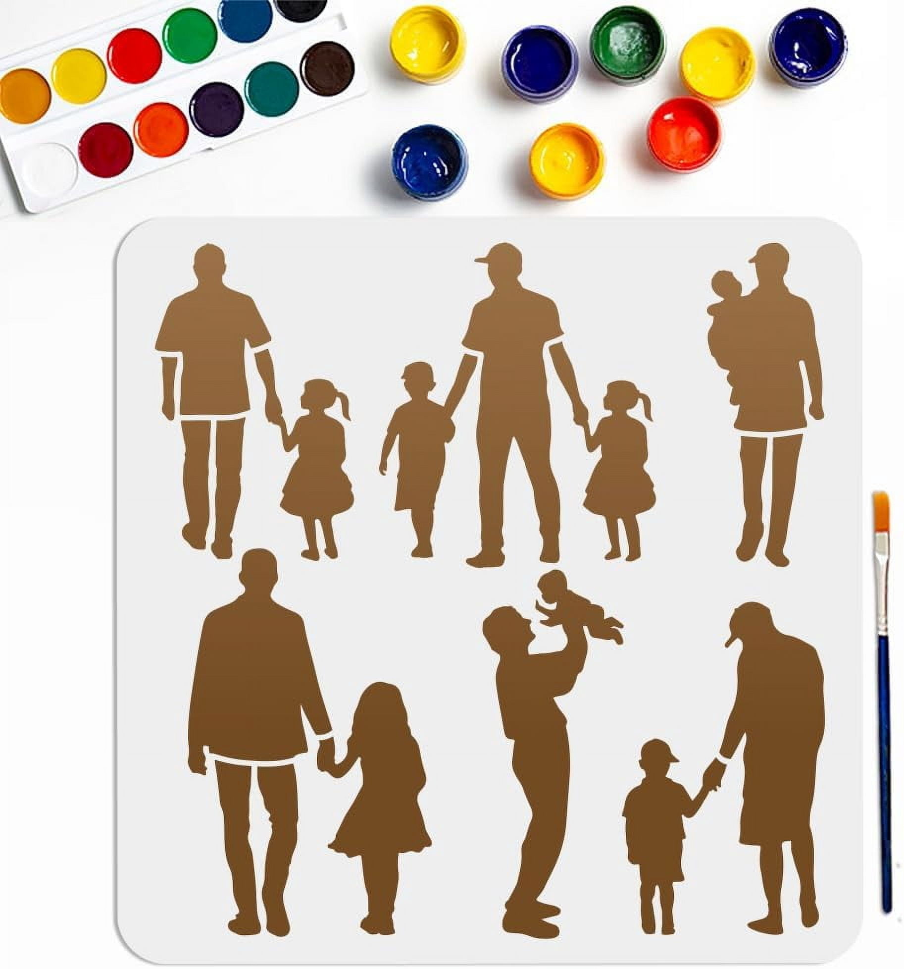 6 Styles Happy Father's Day Stencils 11.8×11.8inch Large Father ...