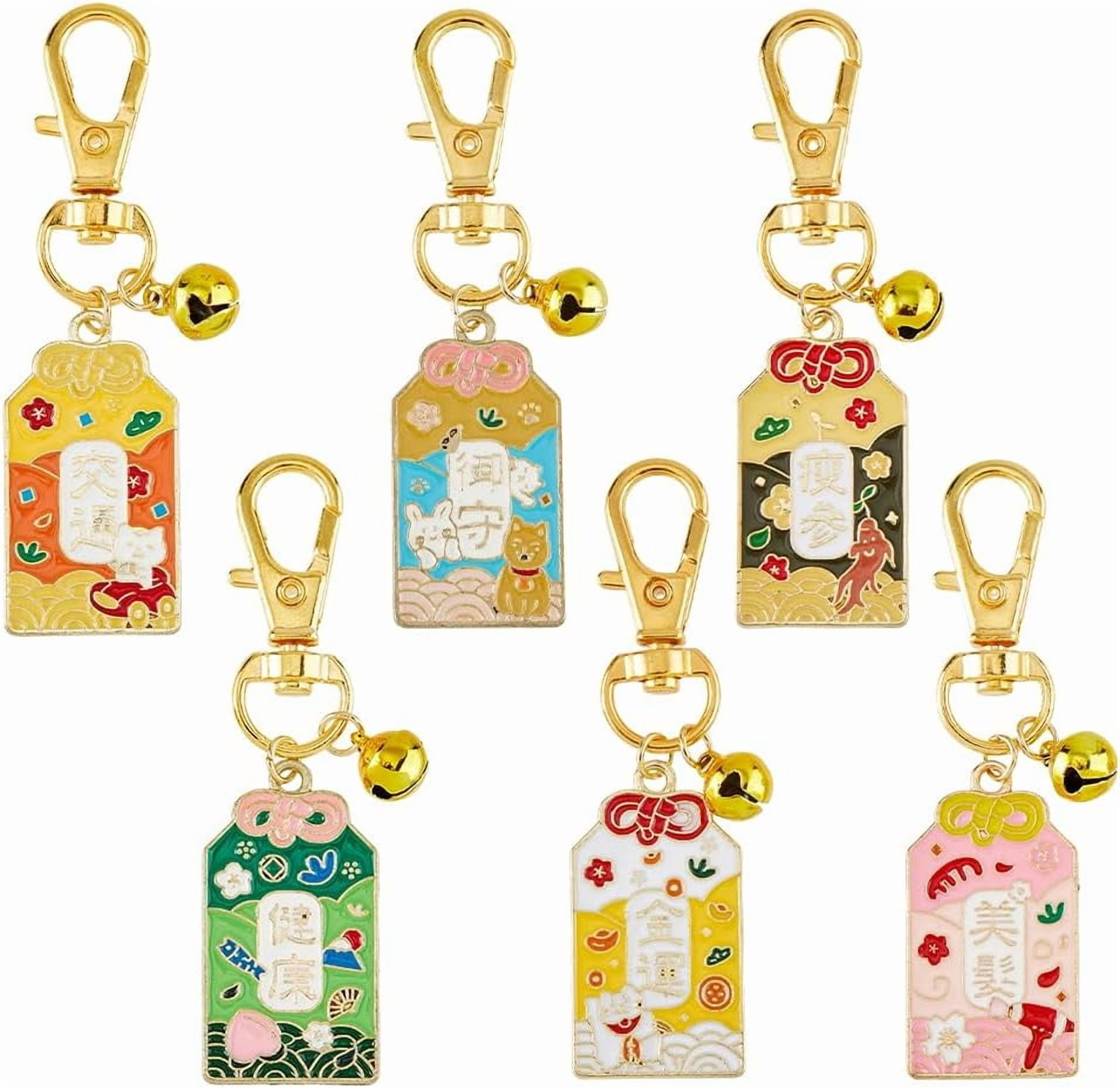 6 Styles Lucky Cat Keychains Amulet Keyrings Cute Alloy Enamel ...