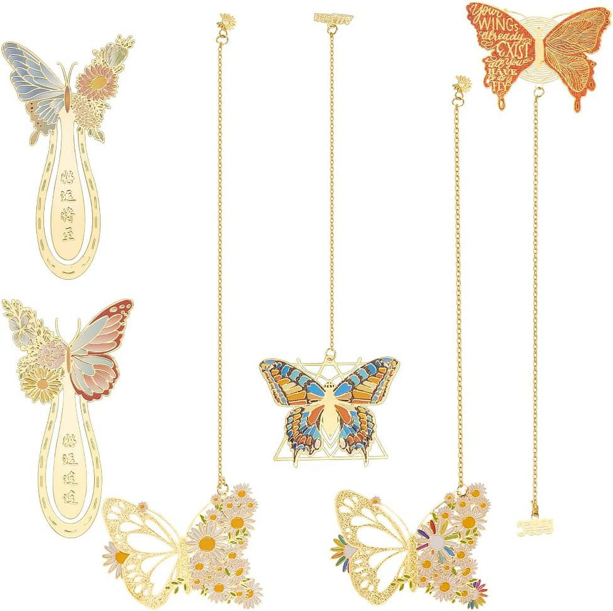 6 Styles Metal Butterfly Bookmarks Book Page Marker with Butterfly and ...