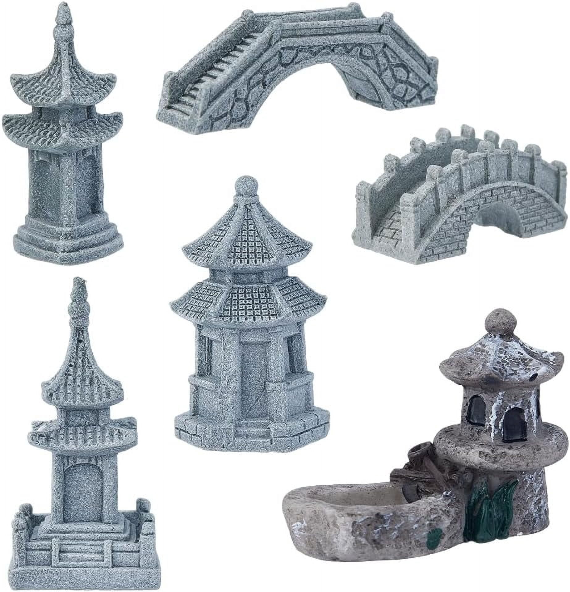 6 Styles Mini Zen Garden Statue Pagoda Lantern Garden Statue Chinese ...