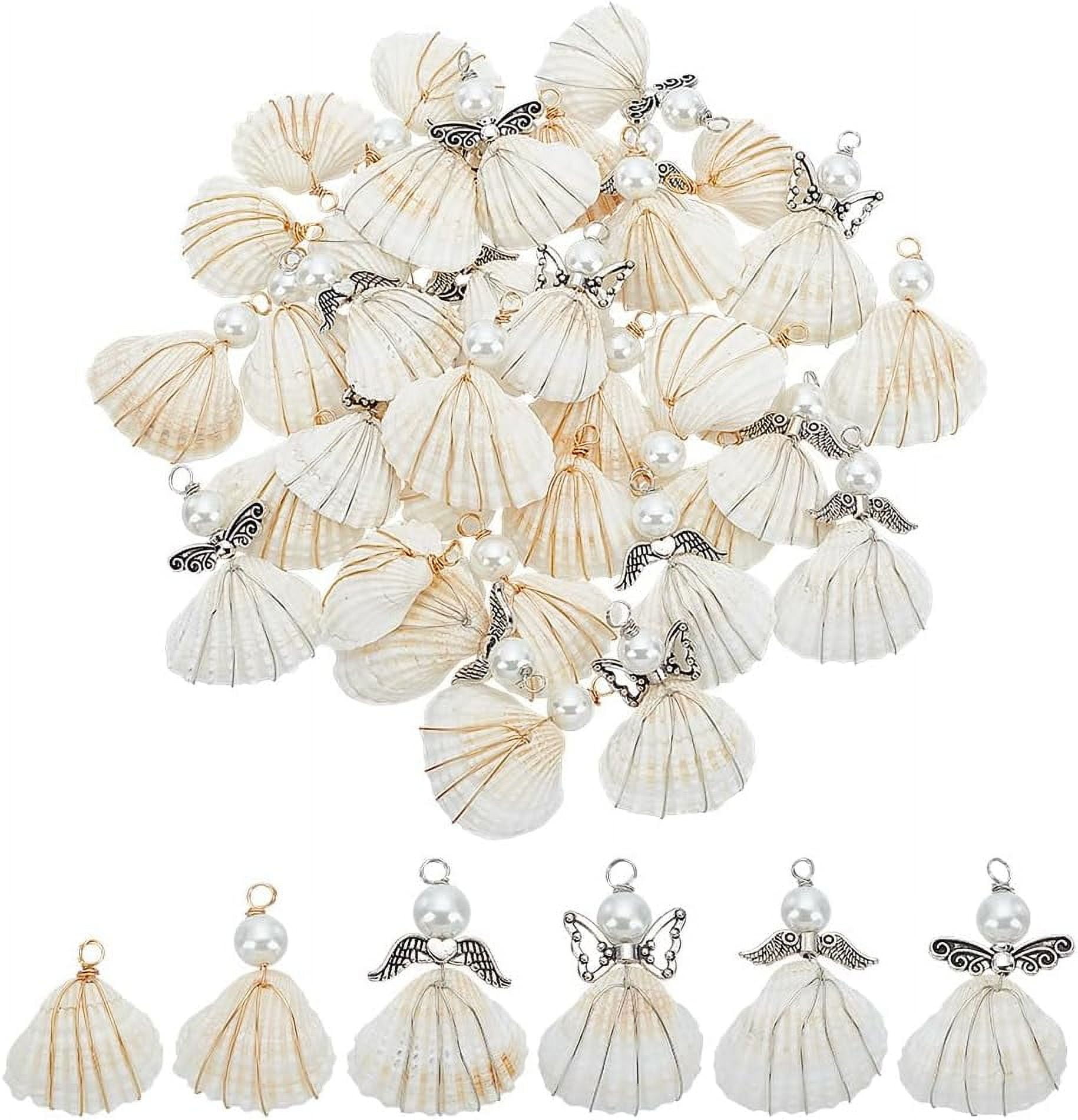 6 Styles Natural Shell Pendants 36Pcs Natural White Cowrie Seashells ...