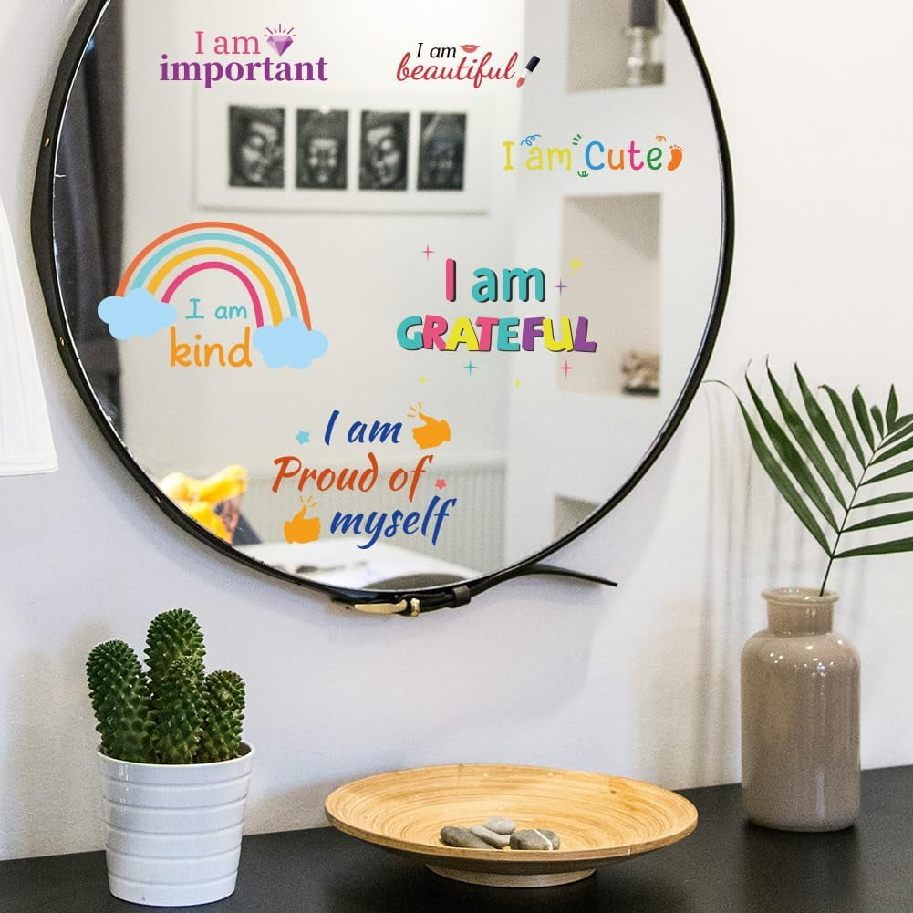 6 Styles Positive Affirmation Mirror Decals Positive Colorful Warm ...