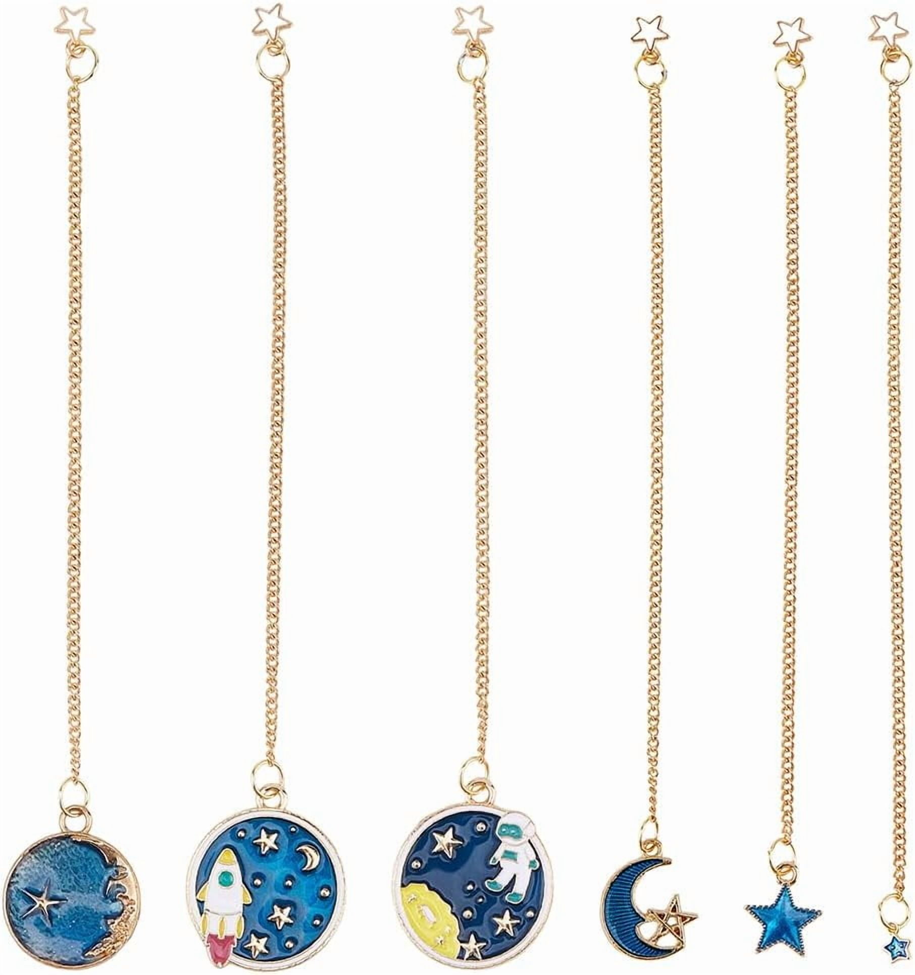 6 Styles Space Bookmarks Astronauts Pendant Chain Bookmark Metal ...