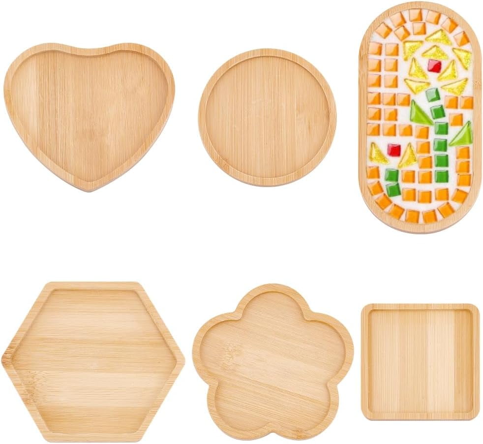 6 Styles Wooden Mosaic Base Assorted Shapes Mosaic Substrates Various ...