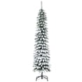 6' Tall Unlit Slim Pencil Xmas Tree, Snow Flocked Artificial Christmas ...