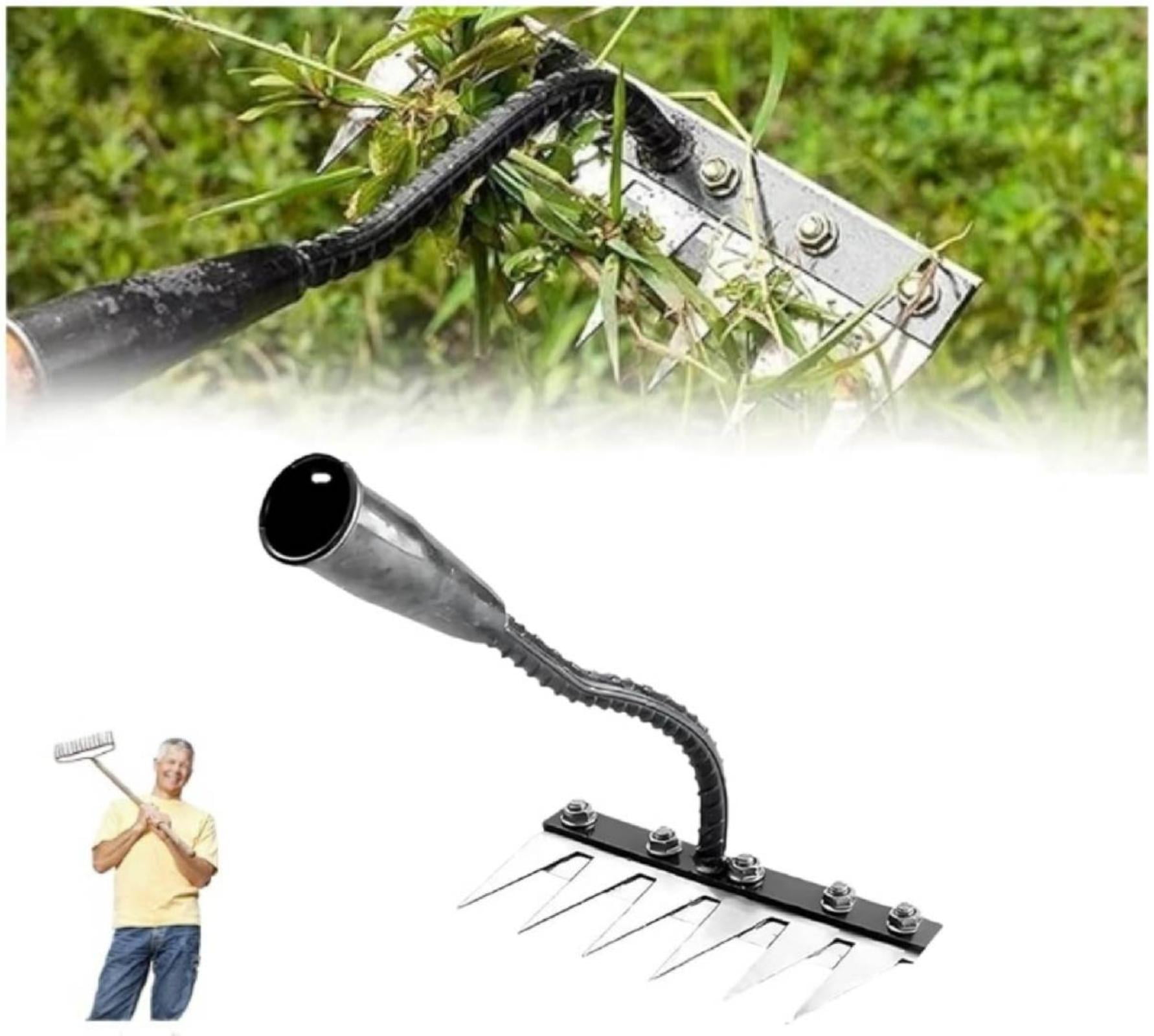 6 Teeth Carbon Steel Garden Weeding Rake, Iron Rake for Gardening and ...