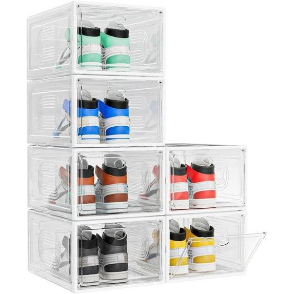 6 Thicken Shoe Organizer Stackable,Upgraded Sturdy Shoe Storage Box ...