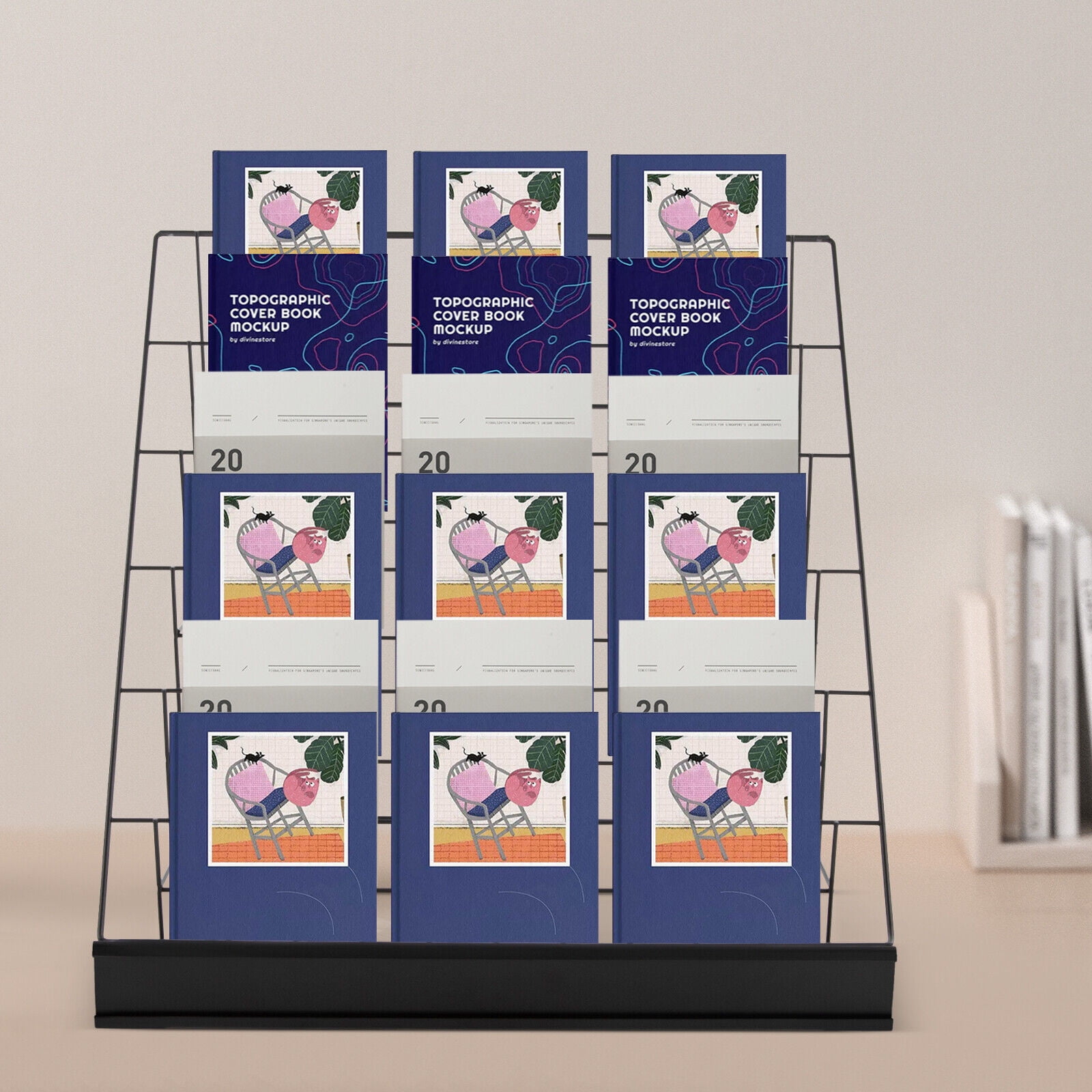 6-Tier 18" Wide Wire Tabletop Display Rack Greeting Card Book CD DVD ...