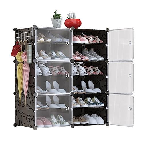 6-Tier 2-Row Shoe Rack Organizer Stackable Free Standing Shoe Storage ...