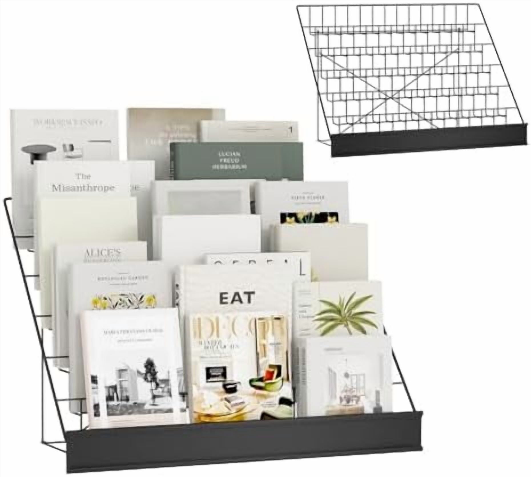 6-Tier 30" Wide Metal Magazine Holders,Wire Countertop Rack with Sign ...