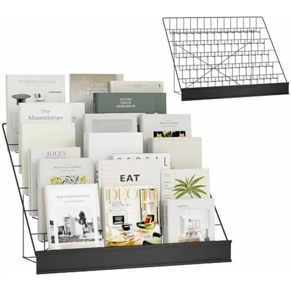 6-Tier 30" Wide Metal Magazine Holders,Wire Countertop Rack with Sign ...