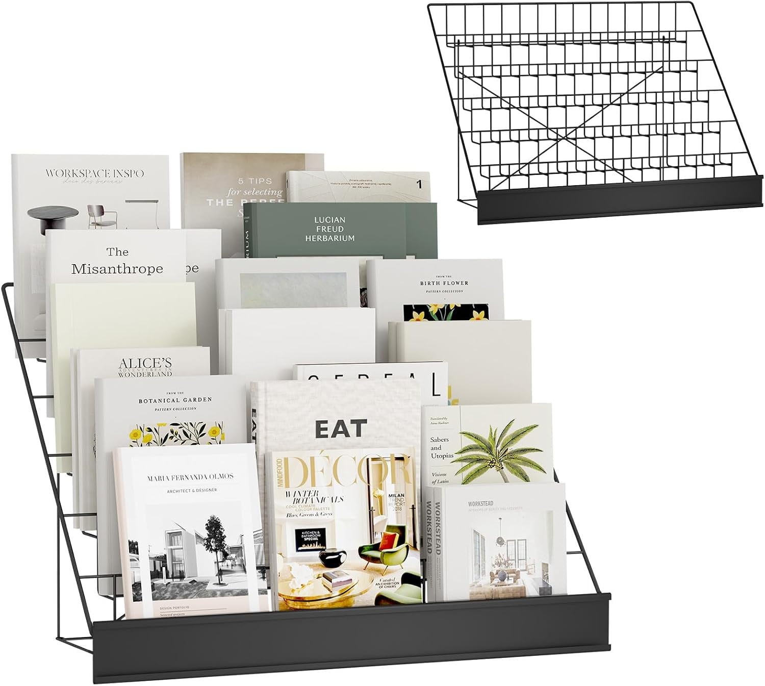 6-Tier 30" Wide Metal Magazine Holders,Wire Countertop Rack with Sign ...