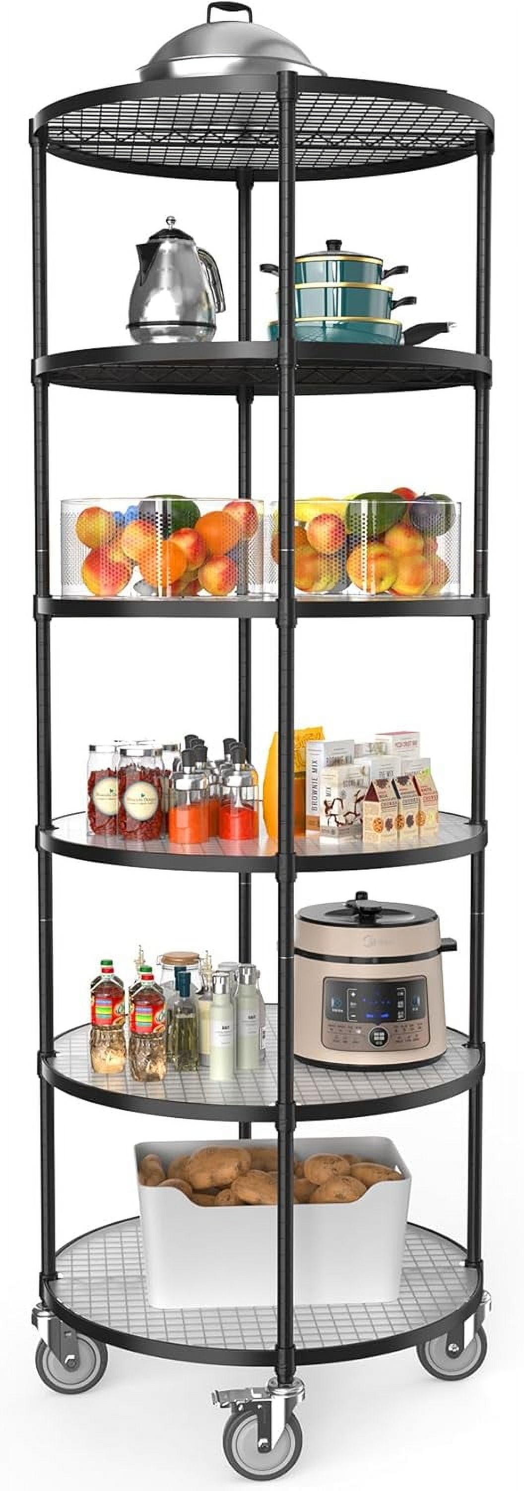 6 Tier 30in Diameter Round Shelving Unit, 2400lbs NSF Corner Wire ...