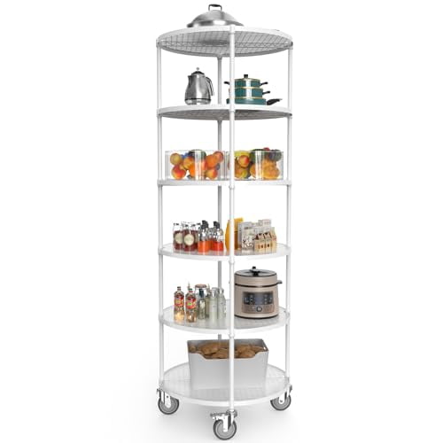 6 Tier 30in Diameter Round Shelving Unit, 2400lbs NSF Corner Wire ...