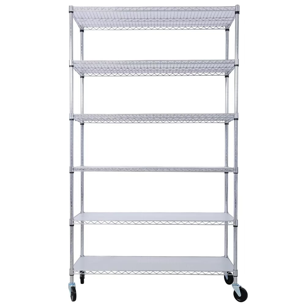 6 Tier 6000lbs Capacity NSF Metal Shelf Wire Shelving Unit, Heavy Duty Adjustable Storage Rack ...