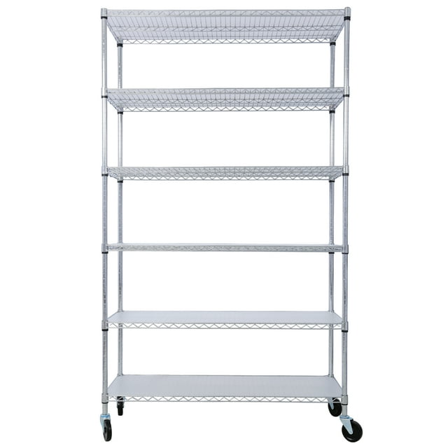 6 Tier 6000lbs Capacity NSF Metal Shelf Wire Shelving Unit, Heavy Duty Adjustable Storage Rack ...