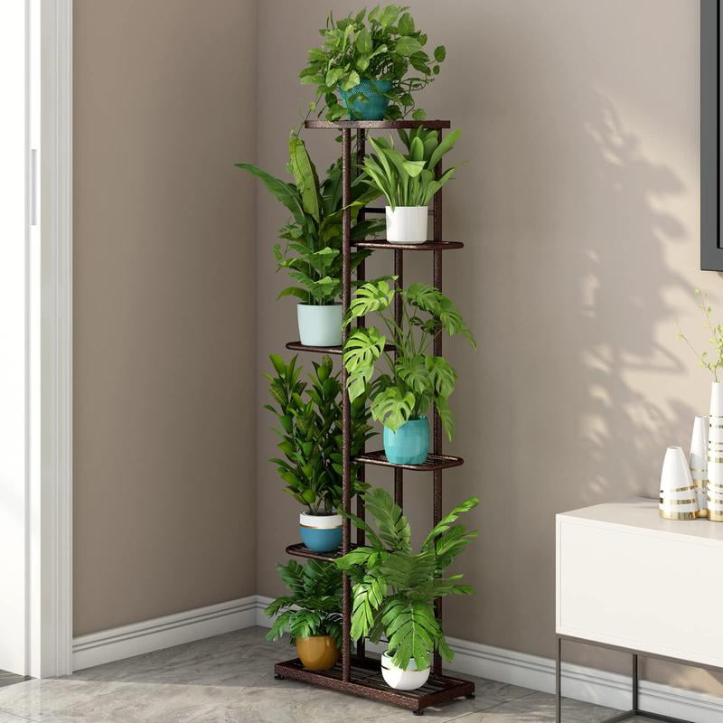 6 Tier 7 Pot Metal Plant Stand for Indoor & Outdoor Use - Rust-Free ...