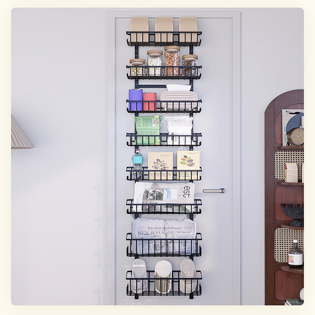6-Tier/8-Tier Over The Door Pantry Organizer, Metal Door Hanging Spice ...