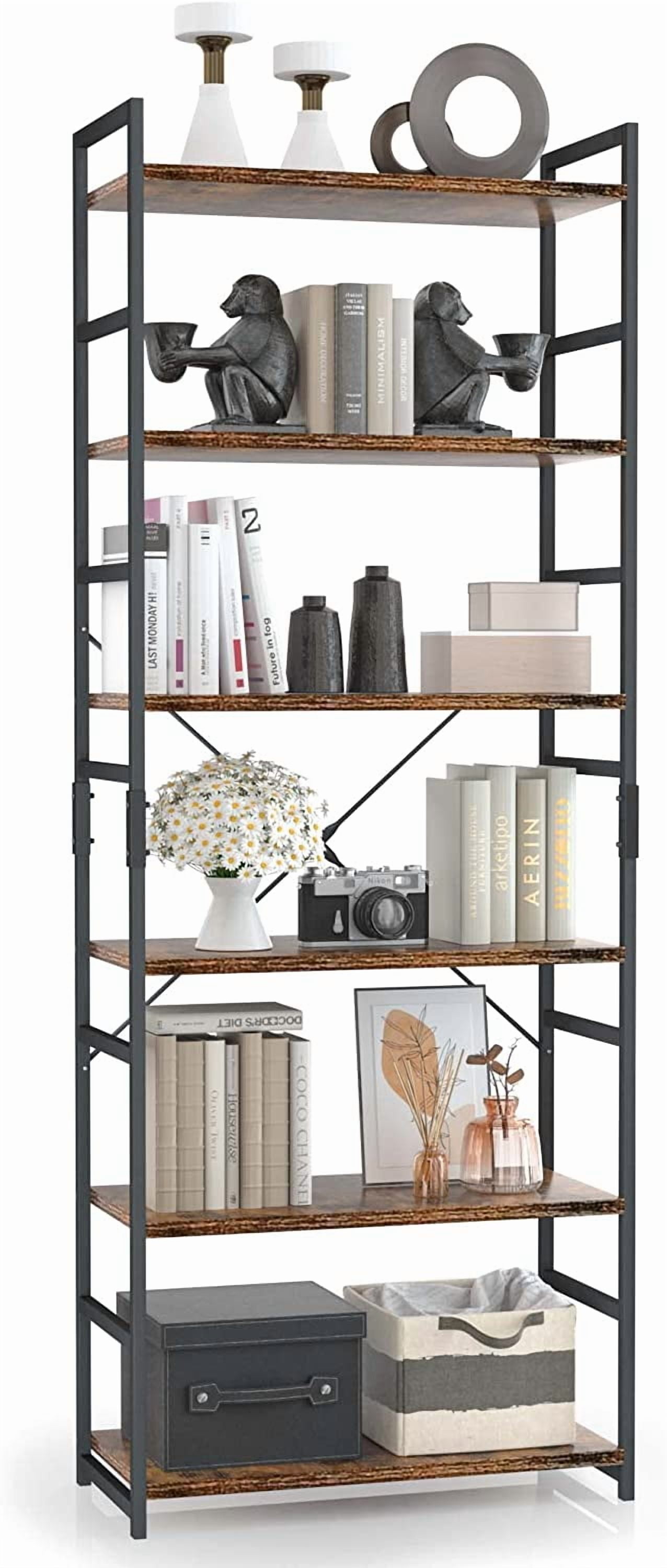 6 Tier Adjustable Bookshelf, Tall Bookcase, Office Shelf Storage ...