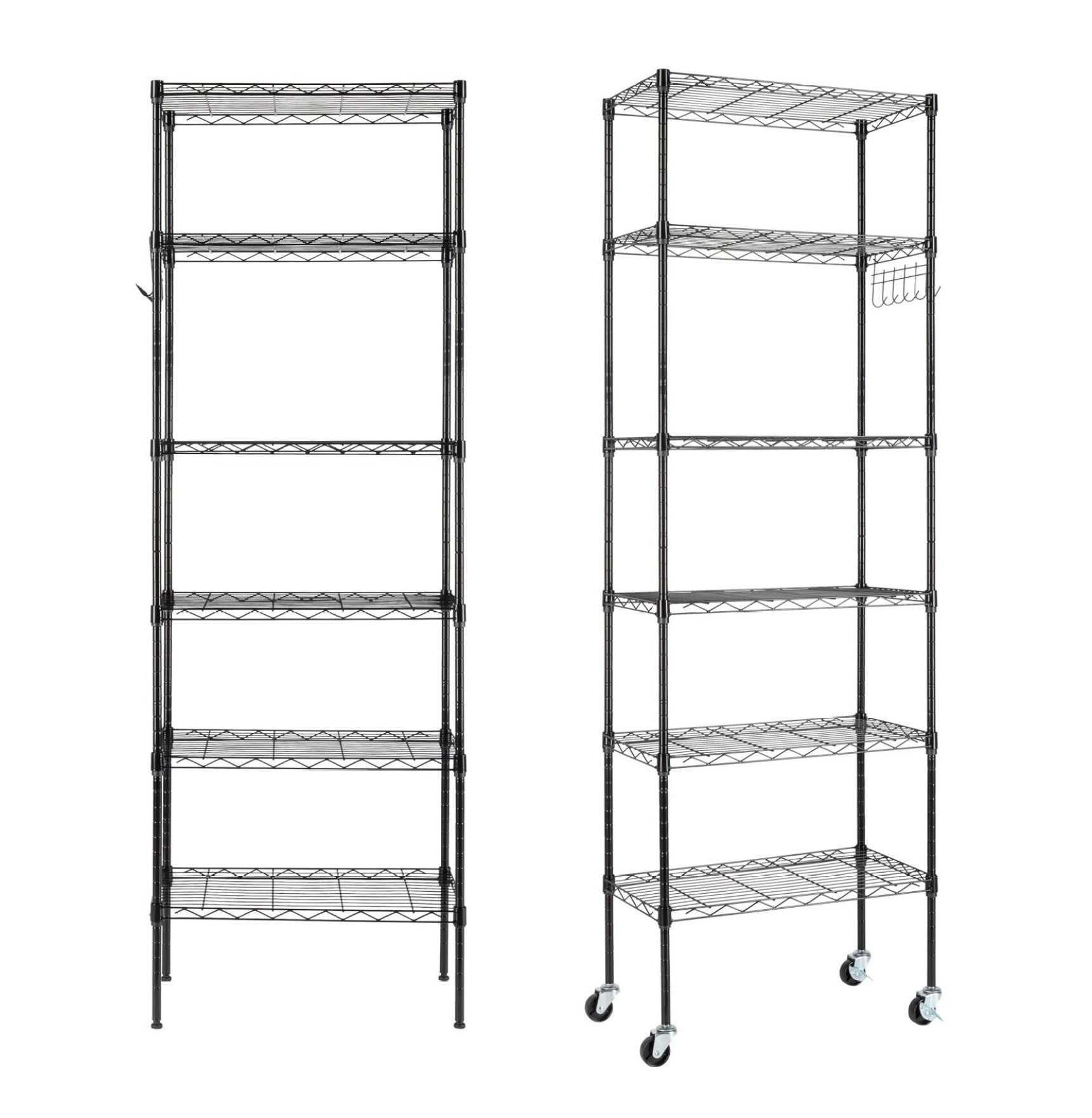 6-Tier Adjustable Layer Shelf with 6 Heavy Duty Steel Storage Rack ...
