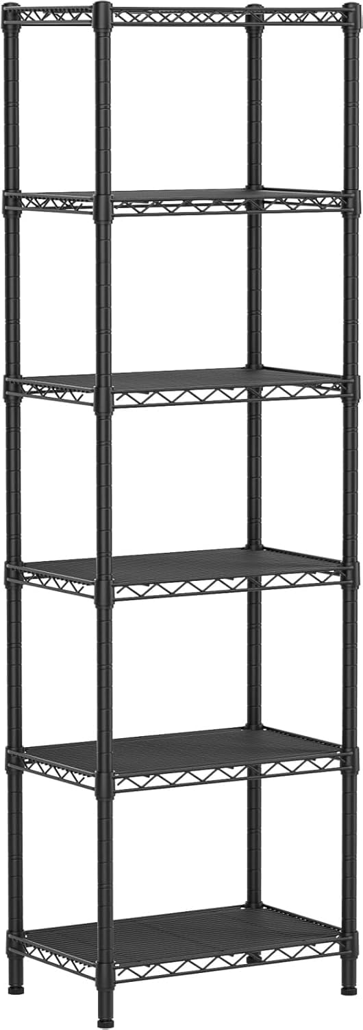 6 Tier Adjustable Storage Shelves Narrow Mesh Gaps Metal Utility Shelf ...