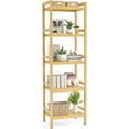 6-Tier Bamboo Bookshelves and Bookcases, Adjustable 63.4”Tall Shallow ...