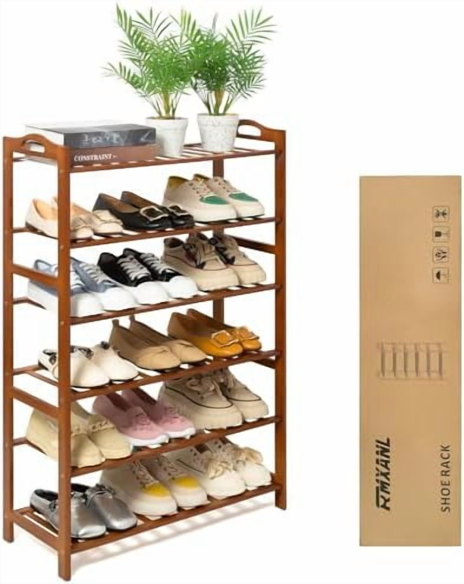 6 Tier Bamboo Shoe Rack, Free Standing Shoes Rack Shoe Shelf Shoe ...