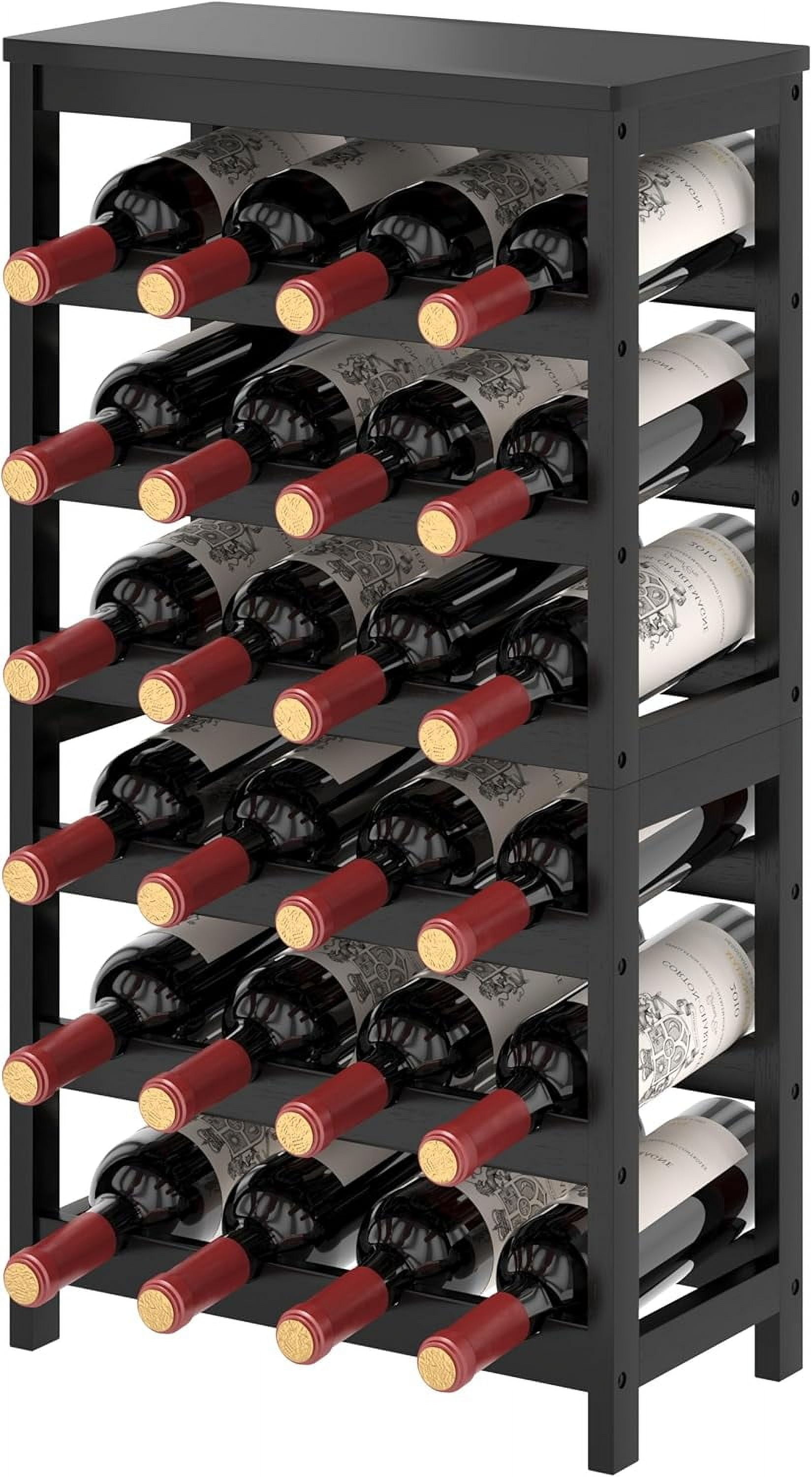 6 Tier Bamboo Wine Rack Freestanding Floor, 24 Bottles Wine Storage ...