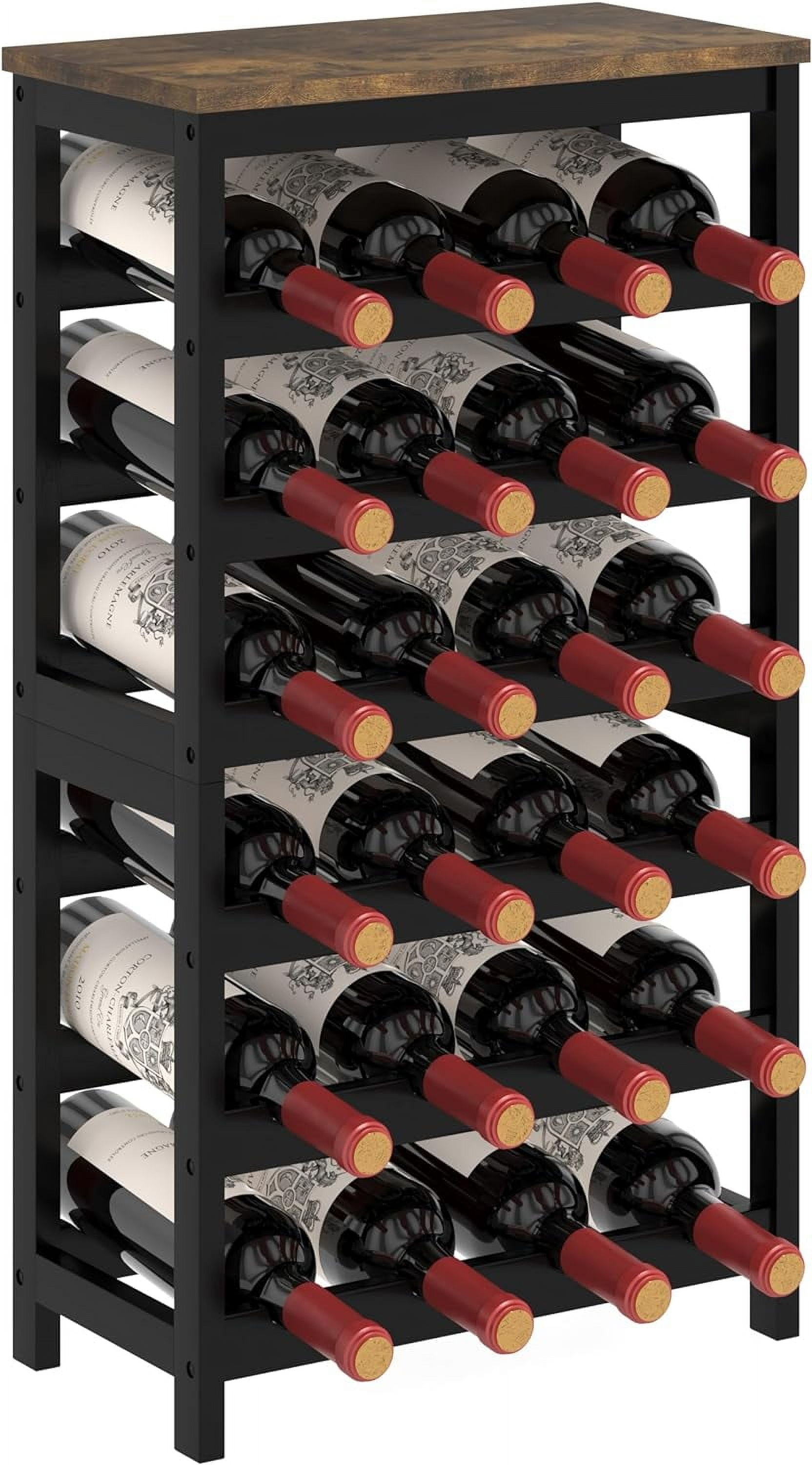 6 Tier Bamboo Wine Rack Freestanding Floor, 24 Bottles Wine Storage ...